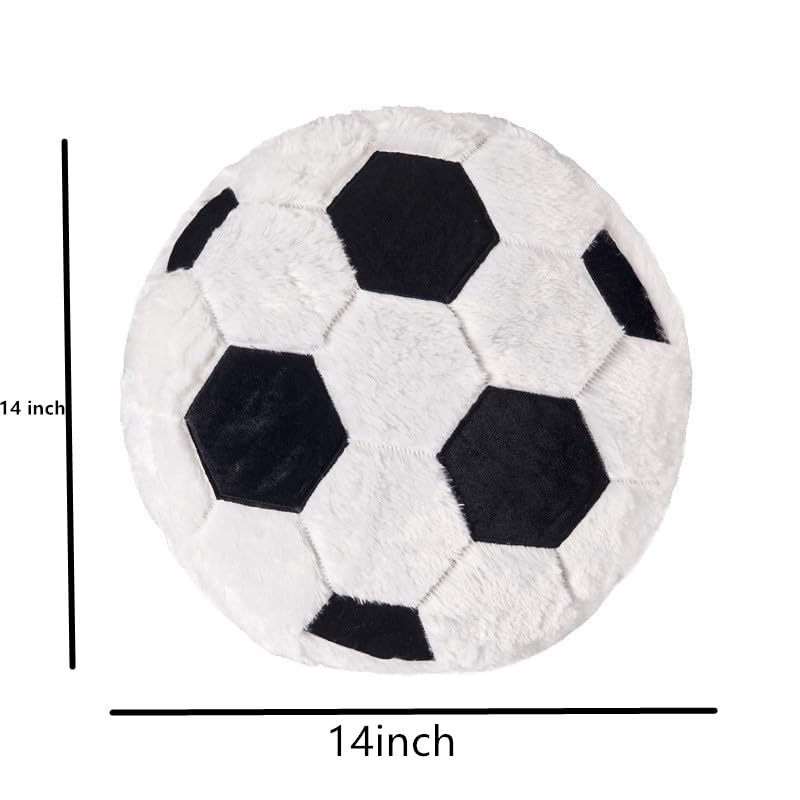 14inch Fluffy Soccer Balls Plush Pillow,Soft Soccer Ball Stuffed Toys,Decorative Soccer & Football Pillow Cushion Throw Pillow,Football Plushies Plush Doll for Home Deco Kids Big Sports Toy Gift