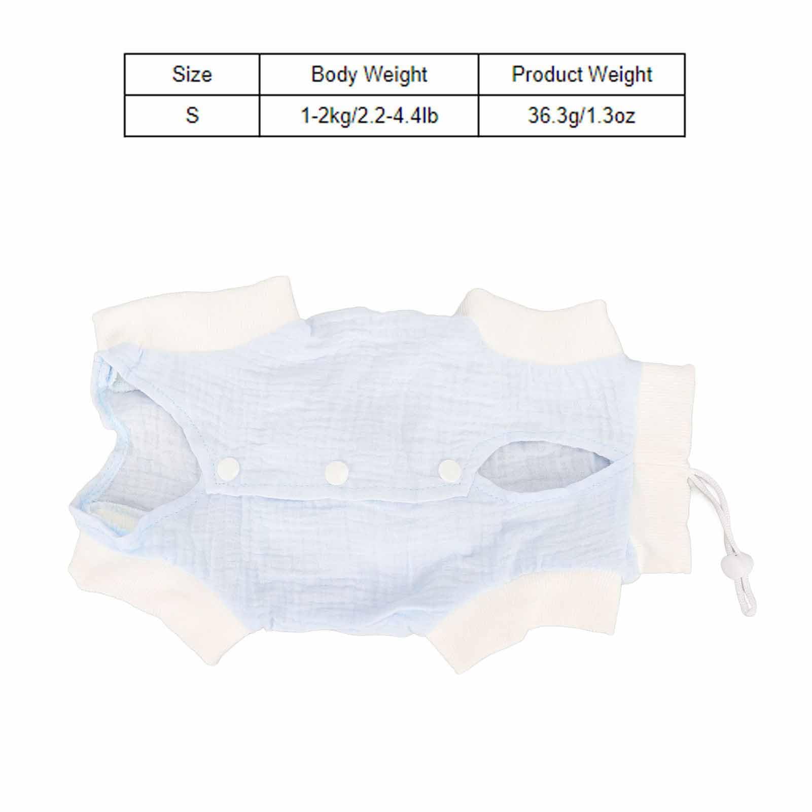 Airshi Cat Postoperative Suit, Breathable Prevent Licking Sweat Absorbent Cat Recovery Suit Button Design for Dogs (S)