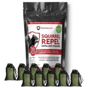 predator guard repellent for rodent plant pouches - protect gardens, vehicles, and homes from rats, squirrels, possums, and raccoons - natural ingredients - 10 pack