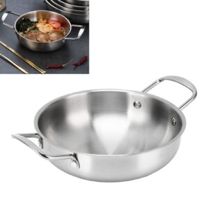 Ramen Pot, Binaural Korean Ramen Pot, Heating Evenly Noodle Pot, Stainless Steel Noodle Pot, Silver Ramen Cooker, Reusable Ramen Pot for Spaghetti Soup Porridge Noodle Seafood(22cm)