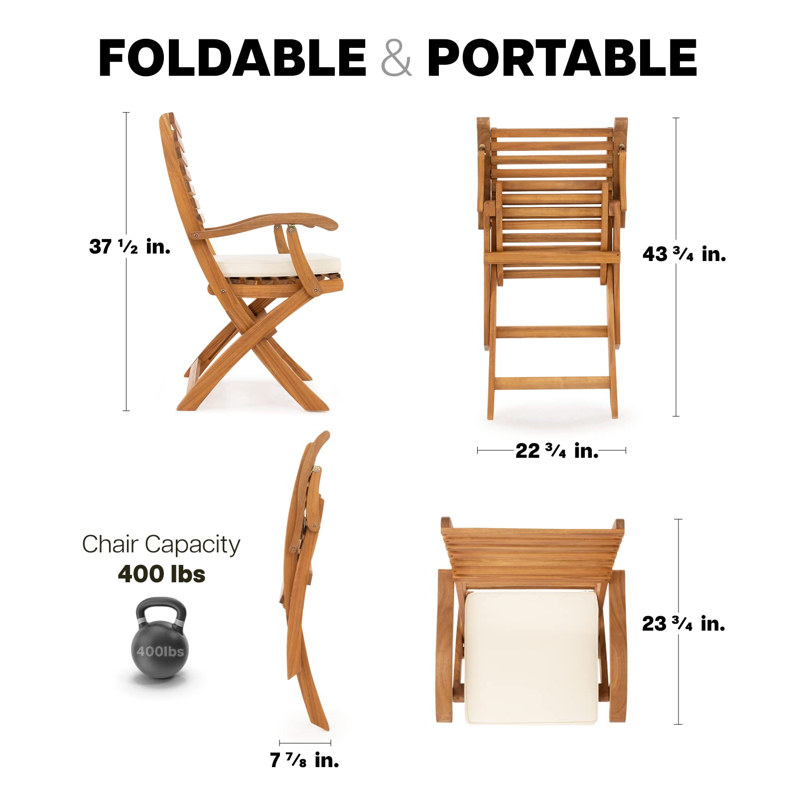 Idzo Heavy Duty Patio Bistro Armchairs Set of 2 for Outdoor with Legolas Bistro Dining Table, FSC Acacia Wood, Dinning Set for Romantic Couple