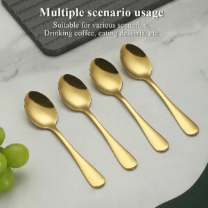 Evanda 12 Pieces Gold Teaspoons, Gold Titanium Plating Stainless Steel 14cm Tea Spoon, Cutlery for Tea, Coffee, Cake, Dessert, Salad, Dishwasher Safe