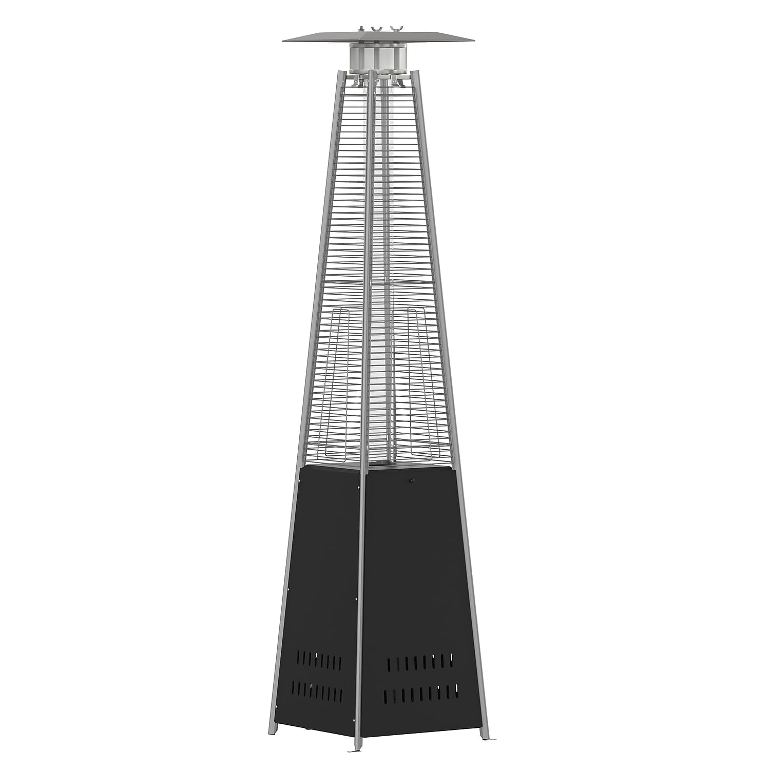 Flash Furniture Outdoor Patio Heater with Wheels - Black - 42,000 BTU - 7.5 Feet Tall - Stainless Steel - For Residential and Commercial Use