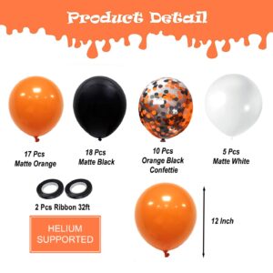 Halloween Balloons Black Orange Balloons Set, 50Pcs 12inch Black White Orange Confetti Latex Balloons Halloween Balloons for Halloween Celebration Party Bar Anniversary Graduation Decoration