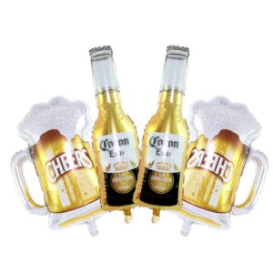 siticoto beer cup balloon, 40 inch beer bottle mylar balloons large foil beer cups cheers balloon for summer party, beer festival, birthday party christmas wedding decorations (4pcs)