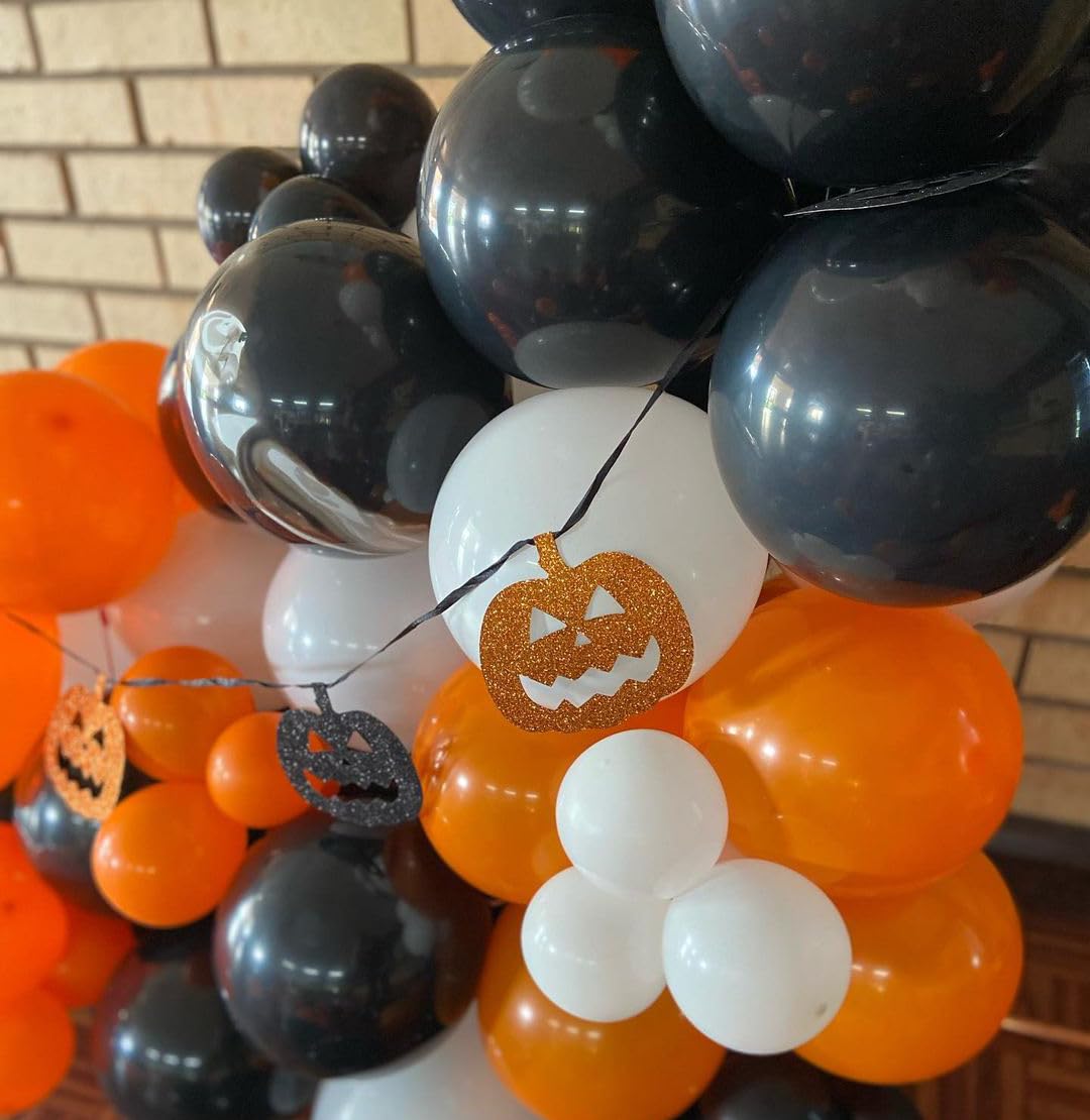 Halloween Balloons Black Orange Balloons Set, 50Pcs 12inch Black White Orange Confetti Latex Balloons Halloween Balloons for Halloween Celebration Party Bar Anniversary Graduation Decoration