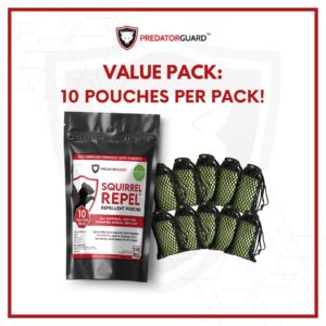 Predator Guard Repellent for Rodent Plant Pouches - Protect Gardens, Vehicles, and Homes from Rats, Squirrels, Possums, and Raccoons - Natural Ingredients - 10 Pack