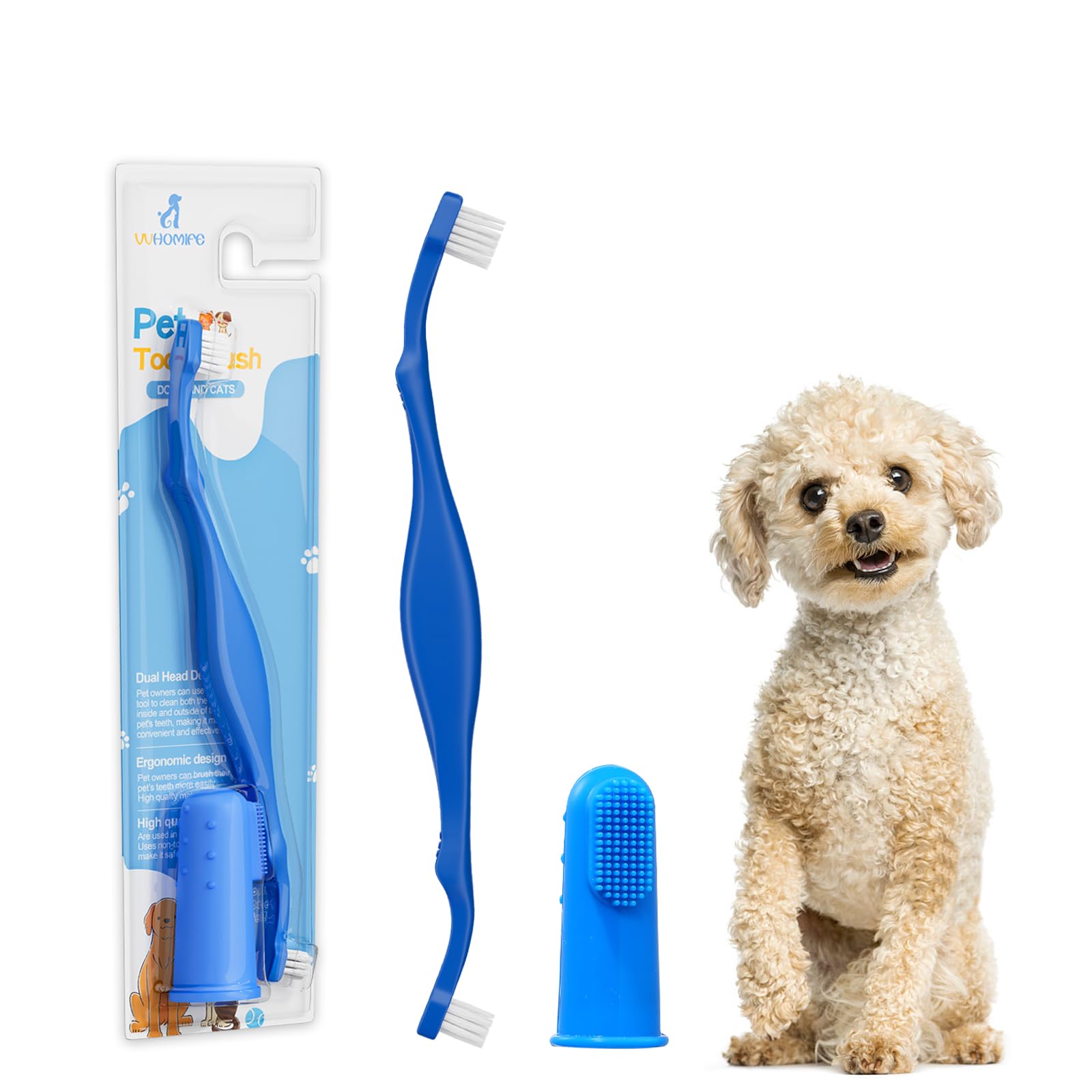 VVHOMIFE Comfort Grip Canine Toothbrush for Small Dogs - Ergonomically Designed for Easy Dental Care of Small Dogs and Cats Canine Teeth Cleaning - S