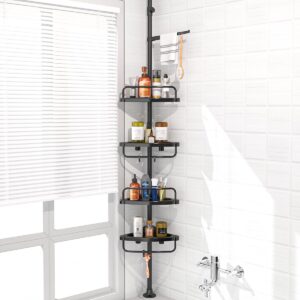 ADOVEL 4 Layer Corner Shower Caddy, Stainless Steel ​Constant Tension Pole Shower Organizer, Adjustable Corner Shower Shelf, Rustproof 3.3 to 9.8 ft