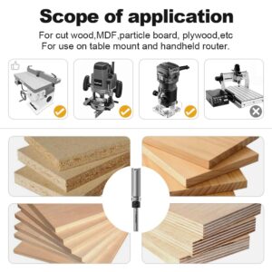 FivePears Pattern Flush Trim Router Bit 1/2 Inch Cutting Diameter, 1-1/2 Inch Cutting Length, 1/4 Inch Shank, Top Bearing Flush Straight Cut Trim Router Bit for Woodworking