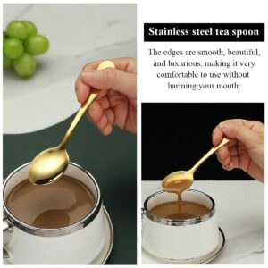 Evanda 12 Pieces Gold Teaspoons, Gold Titanium Plating Stainless Steel 14cm Tea Spoon, Cutlery for Tea, Coffee, Cake, Dessert, Salad, Dishwasher Safe