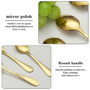 Evanda 12 Pieces Gold Teaspoons, Gold Titanium Plating Stainless Steel 14cm Tea Spoon, Cutlery for Tea, Coffee, Cake, Dessert, Salad, Dishwasher Safe