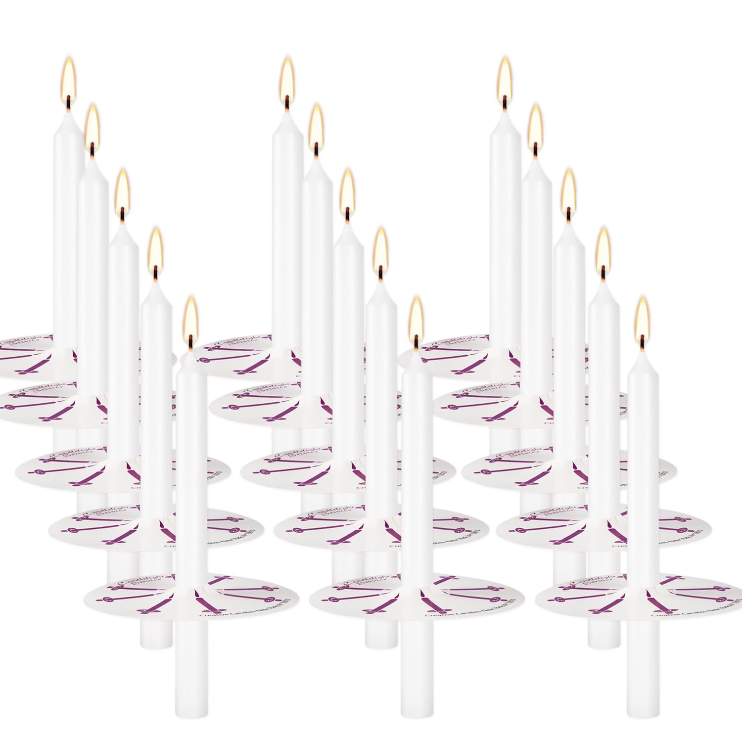 200 Pcs Church Taper Candle with Drip Protectors Paper Bulk, Devotional Candle for Candlelight Service Kit, 5" H X 1/2" D, White Unscented