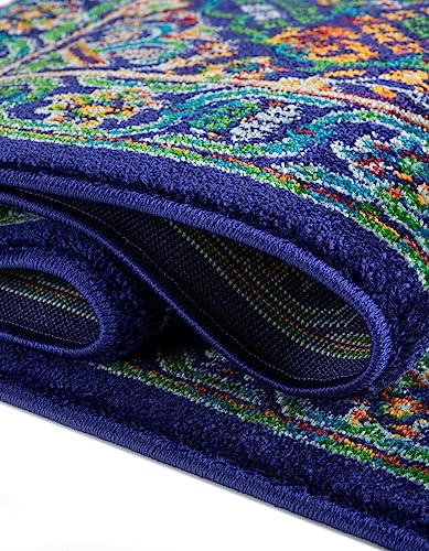 Unique Loom Calypso Collection Area Rug - Trinidad (4' x 6' Rectangle, Navy Blue/ Green)