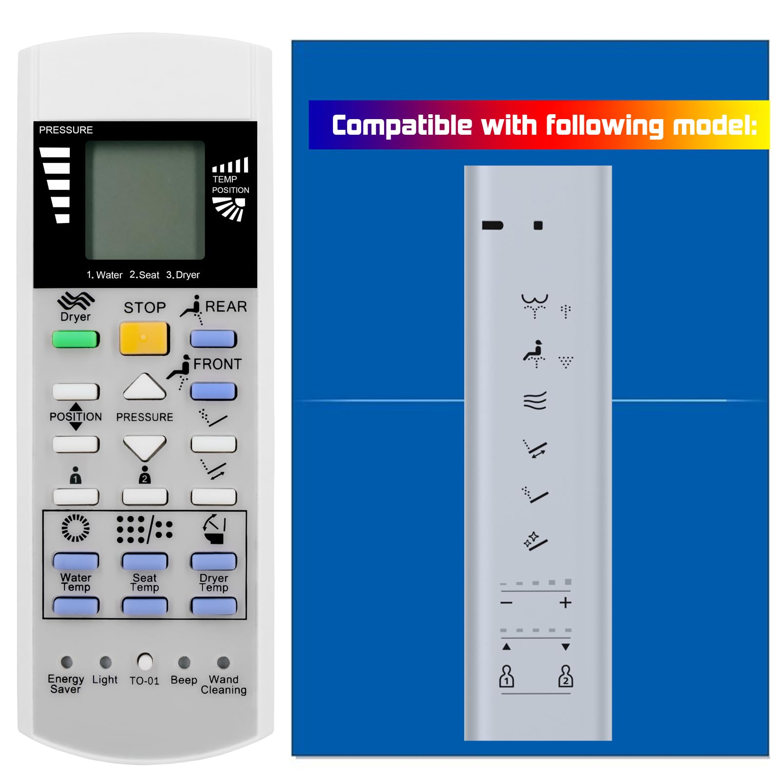 Replacement Remote Control for TOTO Washlet Bidet Toilet Seat SW3084#01 SW3084#12 SW3084 SW3083#01 SW3083 SW3046#01 SW3046 S500E SW3056#01 S550E SW3056 with Mounting Bracket