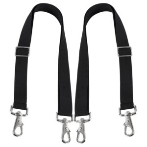 horse blanket sheet leg straps, replacement stretchy belly strap with double swivel snaps, adjustable length from 24 to 42 inch black(2 pcs) (two side snaps)