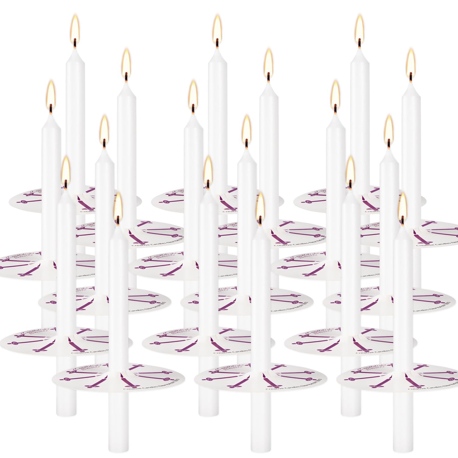 200 Pcs Church Taper Candle with Drip Protectors Paper Bulk, Devotional Candle for Candlelight Service Kit, 5" H X 1/2" D, White Unscented