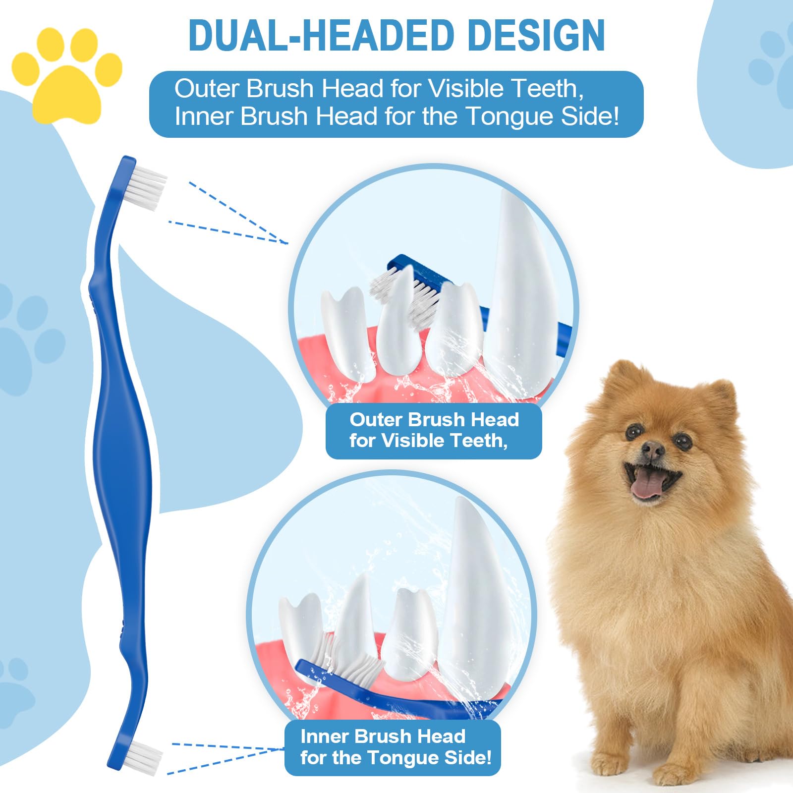 VVHOMIFE Comfort Grip Canine Toothbrush for Small Dogs - Ergonomically Designed for Easy Dental Care of Small Dogs and Cats Canine Teeth Cleaning - S