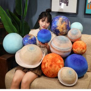 XIYUAN 10.6inch Simulation Space Series 3D Earth, Sun, Planet, Lunar Pillow Plush Toys Soft Durable Ball Toy,for Kids Teens AdultsTeachers and Parents Educational Learning Toy Gift (Blue Neptune)