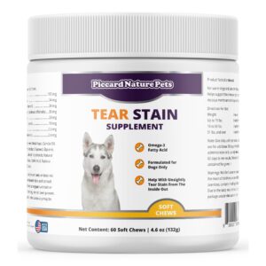 piccardnaturepets tear stain supplement with lutein for dogs 60 chewable tablets