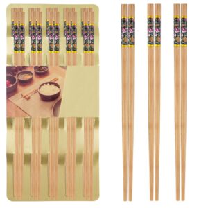 10 pairs bamboo chopsticks reusable, chinese japanese natural non-slip chopsticks long lightweight chopstick set for restaurant family - gift sets, 23.8cm/9.37inch -peony