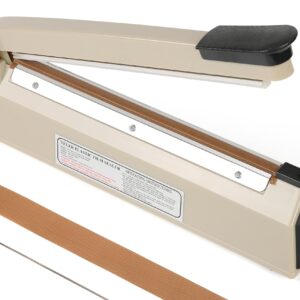 Yeler 12 Inch Impulse Heat Sealer Impulse Bag Sealer Manual Poly Bag Heat Sealer Machine for Plastic Bags PE PP Bags Extra Replace Element Grip (Beige)