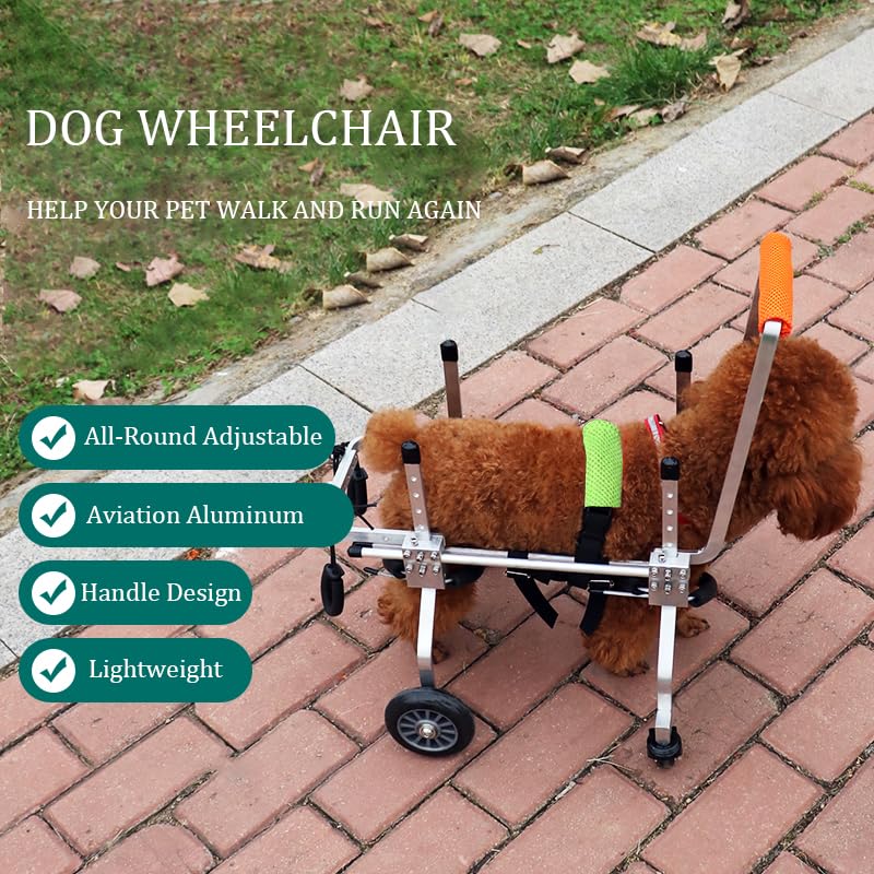 Dog Wheel Chair, Adjustable 4 Wheel Pet Wheelchair with Handle for Small and Medium Sized Cats/Dogs, Dog Wheelchair Cart for Front Leg Arthritis, Weak Limbs (XXXS)