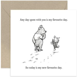 old english co. winnie the pooh birthday card for friend - favourite day quote from winnie the pooh and piglet for sister, cousin, bff - thinking of you sympathy card | blank inside with envelope