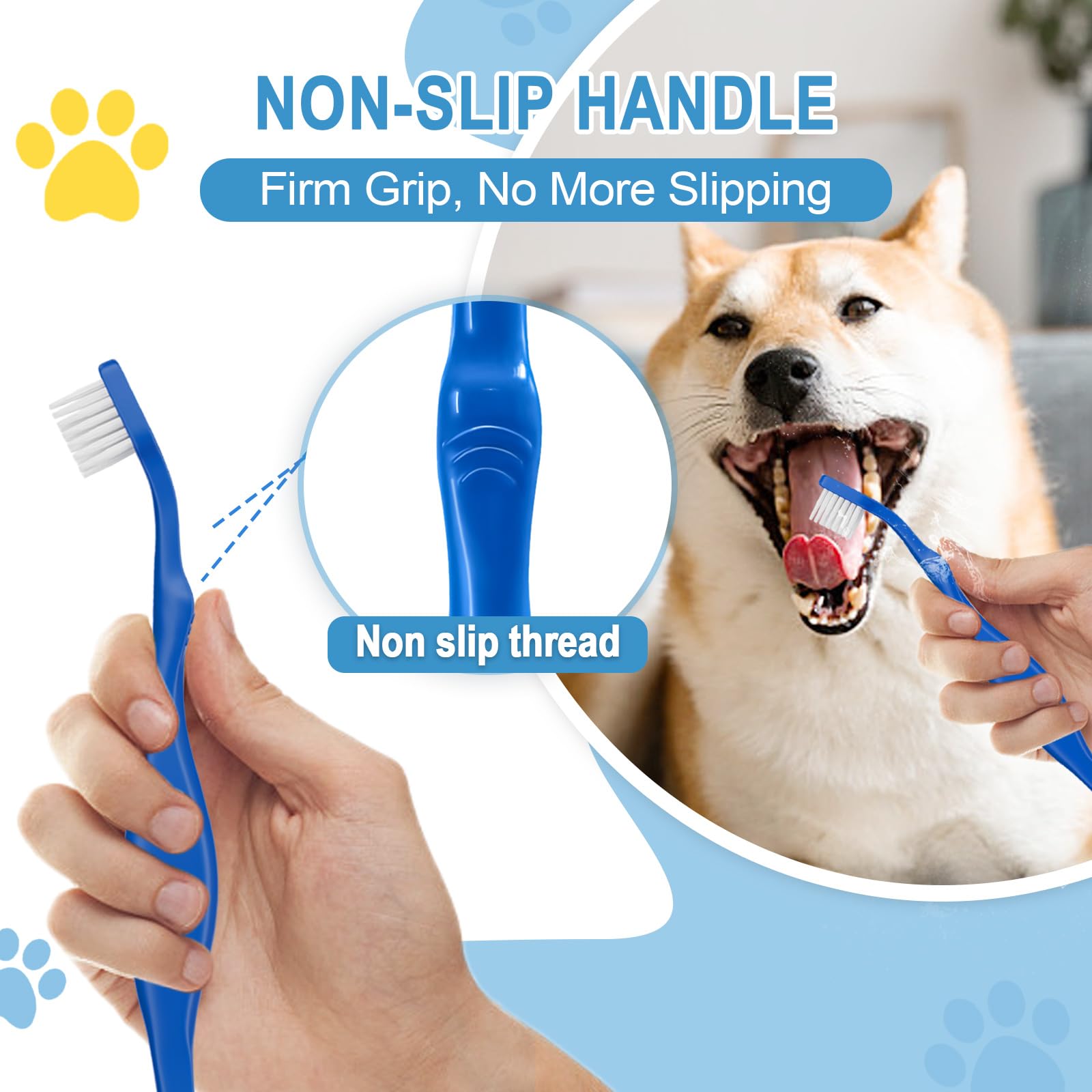 VVHOMIFE Comfort Grip Canine Toothbrush for Medium Dogs - Ergonomically Designed for Easy Dental Care for Medium-Sized Dogs Dog Teeth Cleaning - M