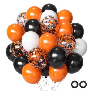 halloween balloons black orange balloons set, 50pcs 12inch black white orange confetti latex balloons halloween balloons for halloween celebration party bar anniversary graduation decoration