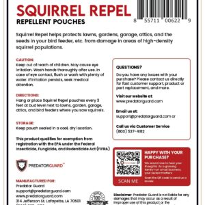 Predator Guard Repellent for Rodent Plant Pouches - Protect Gardens, Vehicles, and Homes from Rats, Squirrels, Possums, and Raccoons - Natural Ingredients - 10 Pack