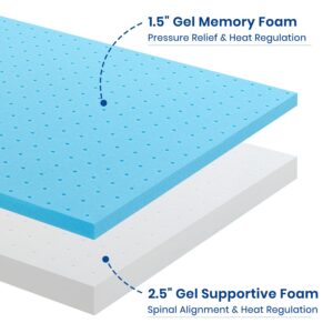 Maxzzz 4Inch Queen Size Mattress Topper Gel Memory Foam Mattress Topper,Firm Memory Foam Bed Topper Certipur-Us Certified