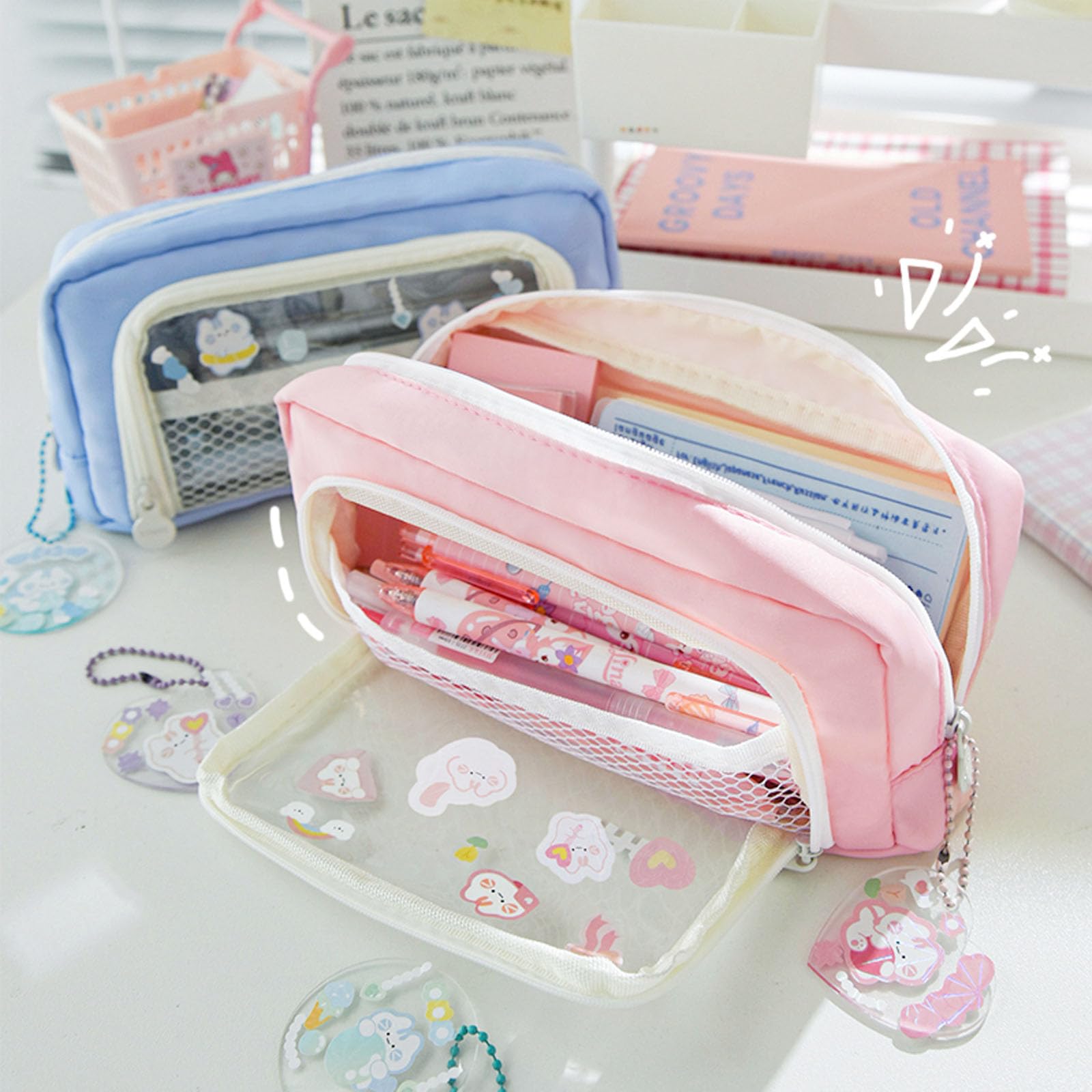 Kawaii Pencil Case Cute Pencil Case Aesthetic Cute Pencil Pouch Cute Stationary Kawaii School Supplies for Teen Girls (Pink)…