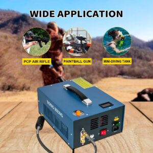 YONGHENG PCP Air Compressor, Auto-shutoff 4500Psi/30Mpa Set-pressure Air Gun and Paintball Tank Pump with Water/Oil Separator, Built-in Power Adapter(110V AC or 12V Car Battery)