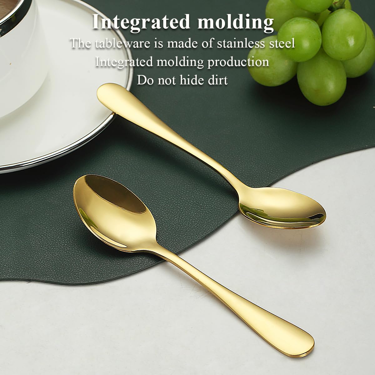 Evanda 12 Pieces Gold Teaspoons, Gold Titanium Plating Stainless Steel 14cm Tea Spoon, Cutlery for Tea, Coffee, Cake, Dessert, Salad, Dishwasher Safe