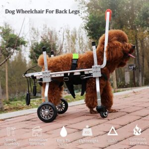 Dog Wheel Chair, Adjustable 4 Wheel Pet Wheelchair with Handle for Small and Medium Sized Cats/Dogs, Dog Wheelchair Cart for Front Leg Arthritis, Weak Limbs (XXXS)