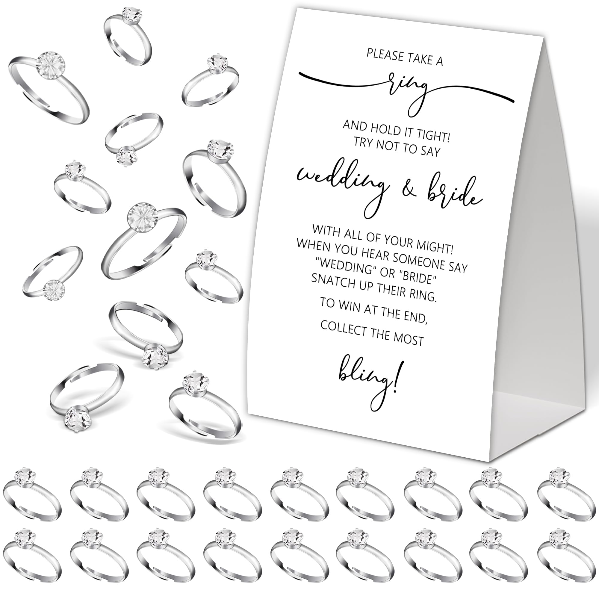 Bridal Shower Games Put A Ring on It,Minimalist Bridal Shower Decorations,Popular Bridal Shower Game,Engagement Party Games,Bridal Shower Favors,Plastic Rings for Bridal Shower Game(19)