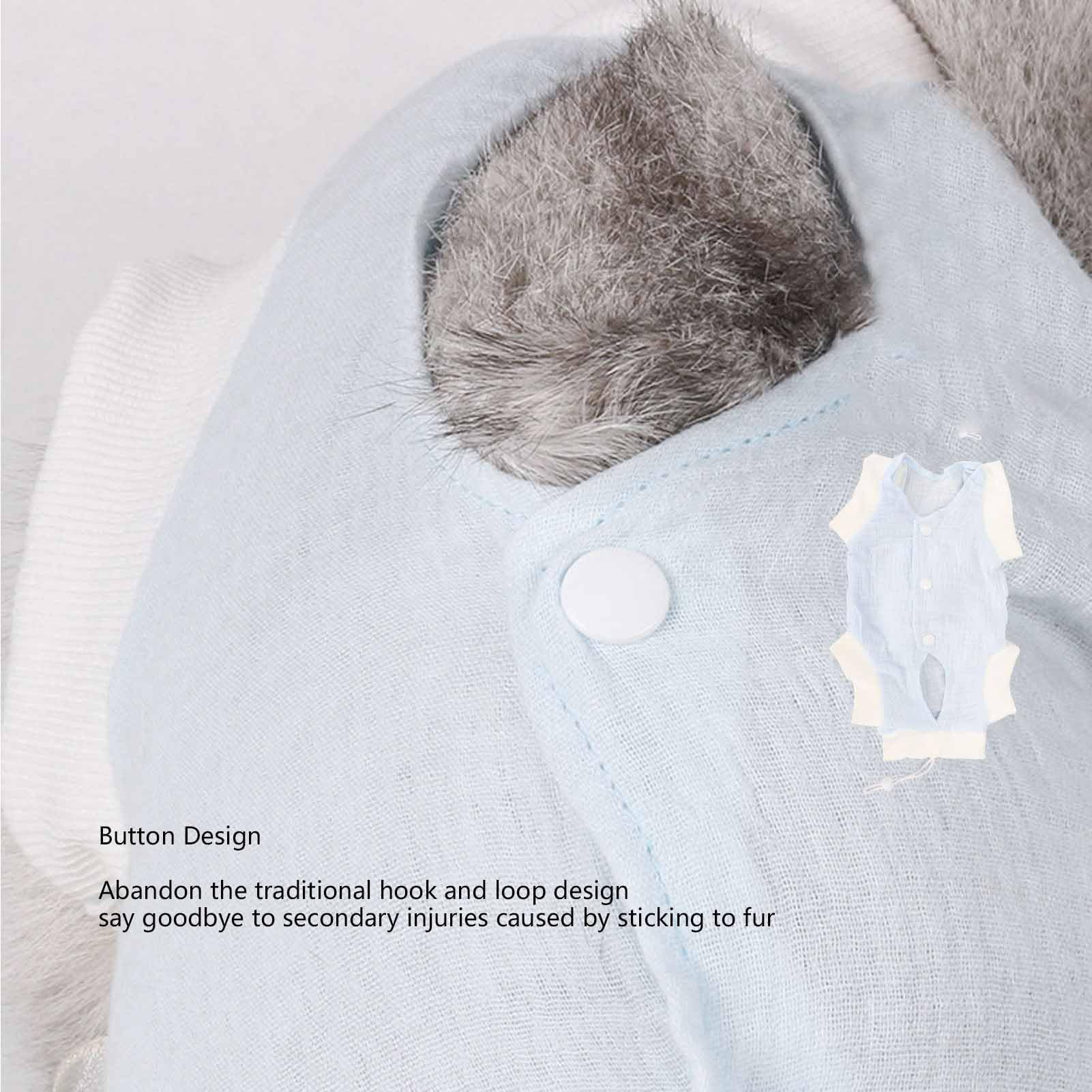 Airshi Cat Postoperative Suit, Breathable Prevent Licking Sweat Absorbent Cat Recovery Suit Button Design for Dogs (S)