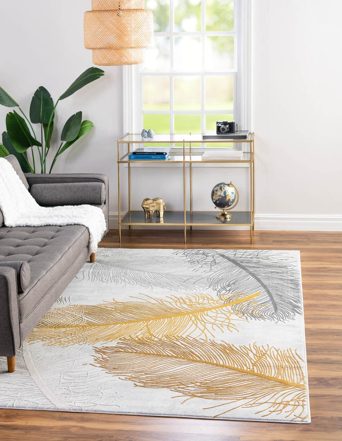 Unique Loom Finsbury Collection Area Rug - Camilla (7' 1" x 10' Rectangle, Yellow Gray/ Ivory)