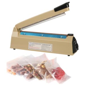 Yeler 12 Inch Impulse Heat Sealer Impulse Bag Sealer Manual Poly Bag Heat Sealer Machine for Plastic Bags PE PP Bags Extra Replace Element Grip (Beige)