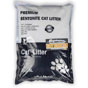 kitty kollection - premium bentonite cat litter, easy-to-clump super absorbent kitty litter with excellent odor control, toxin-&-dust-free unscented cat litter, 5l