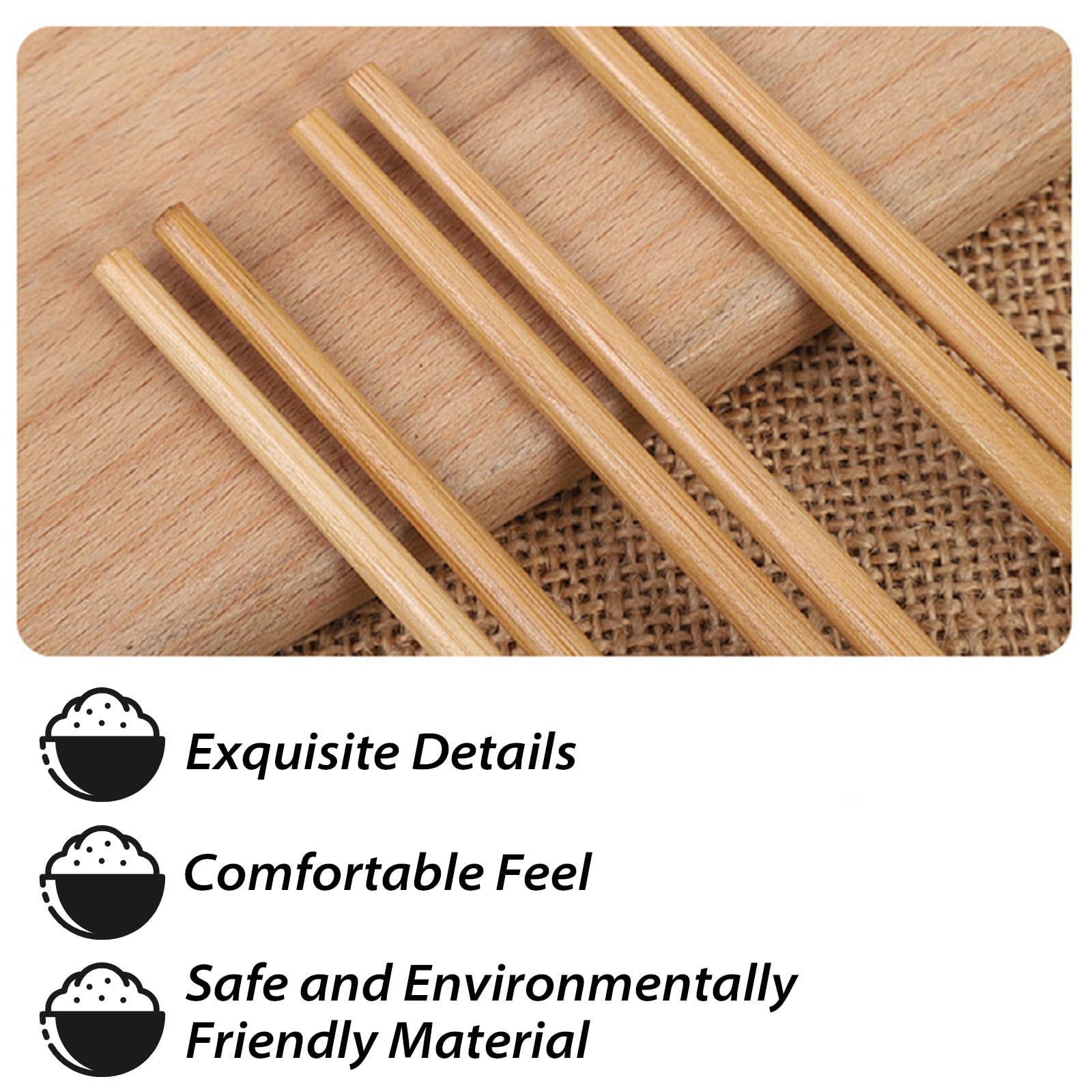 10 Pairs Bamboo Chopsticks Reusable, Chinese Japanese Natural Non-slip Chopsticks Long Lightweight Chopstick Set For Restaurant Family - Gift Sets, 23.8CM/9.37inch -Peony