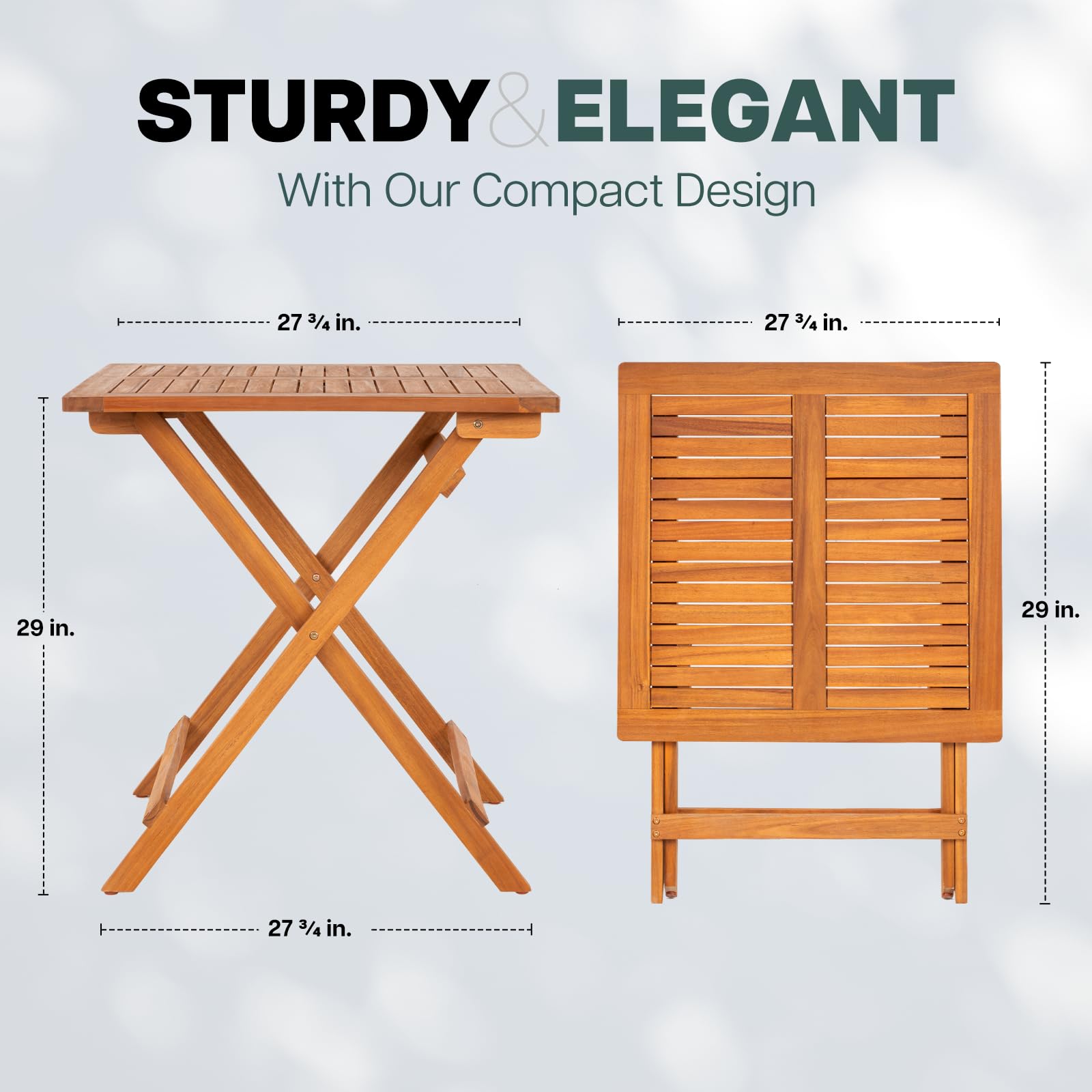 Idzo Heavy Duty Patio Bistro Armchairs Set of 2 for Outdoor with Legolas Bistro Dining Table, FSC Acacia Wood, Dinning Set for Romantic Couple