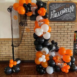 Halloween Balloons Black Orange Balloons Set, 50Pcs 12inch Black White Orange Confetti Latex Balloons Halloween Balloons for Halloween Celebration Party Bar Anniversary Graduation Decoration