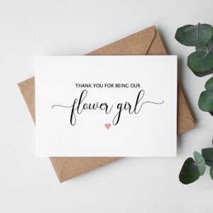 GreenStar Gifts Thank You For Being Our Flower Girl Card - Flower Girl Thank You Card - Bridal Party Wedding Card - Flower Girl Appreciation Card - Funny Wedding Party Card