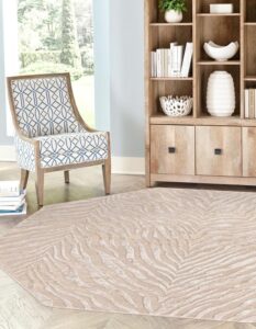 unique loom finsbury collection area rug - meghan (7' 10" octagon, ivory beige)