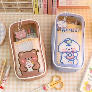 Kawaii Pencil Case Cute Pencil Case Aesthetic Cute Pencil Pouch with Accessories Kawaii School Supplies for Teen Girls (Purple)…