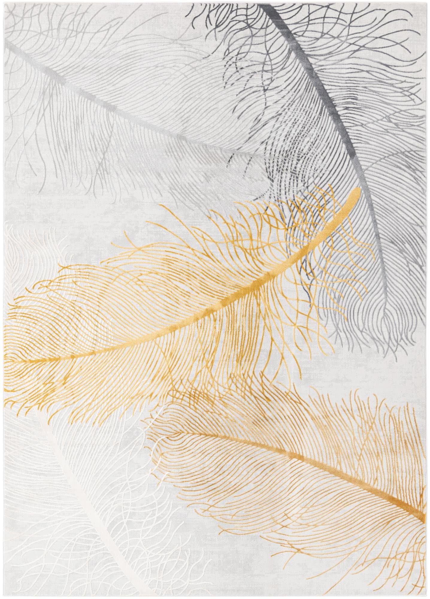 Unique Loom Finsbury Collection Area Rug - Camilla (7' 1" x 10' Rectangle, Yellow Gray/ Ivory)