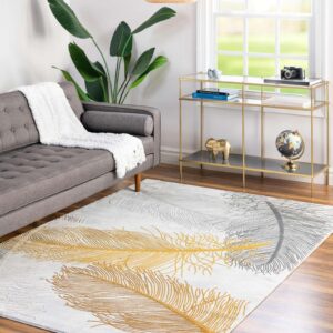 Unique Loom Finsbury Collection Area Rug - Camilla (7' 1" x 10' Rectangle, Yellow Gray/ Ivory)