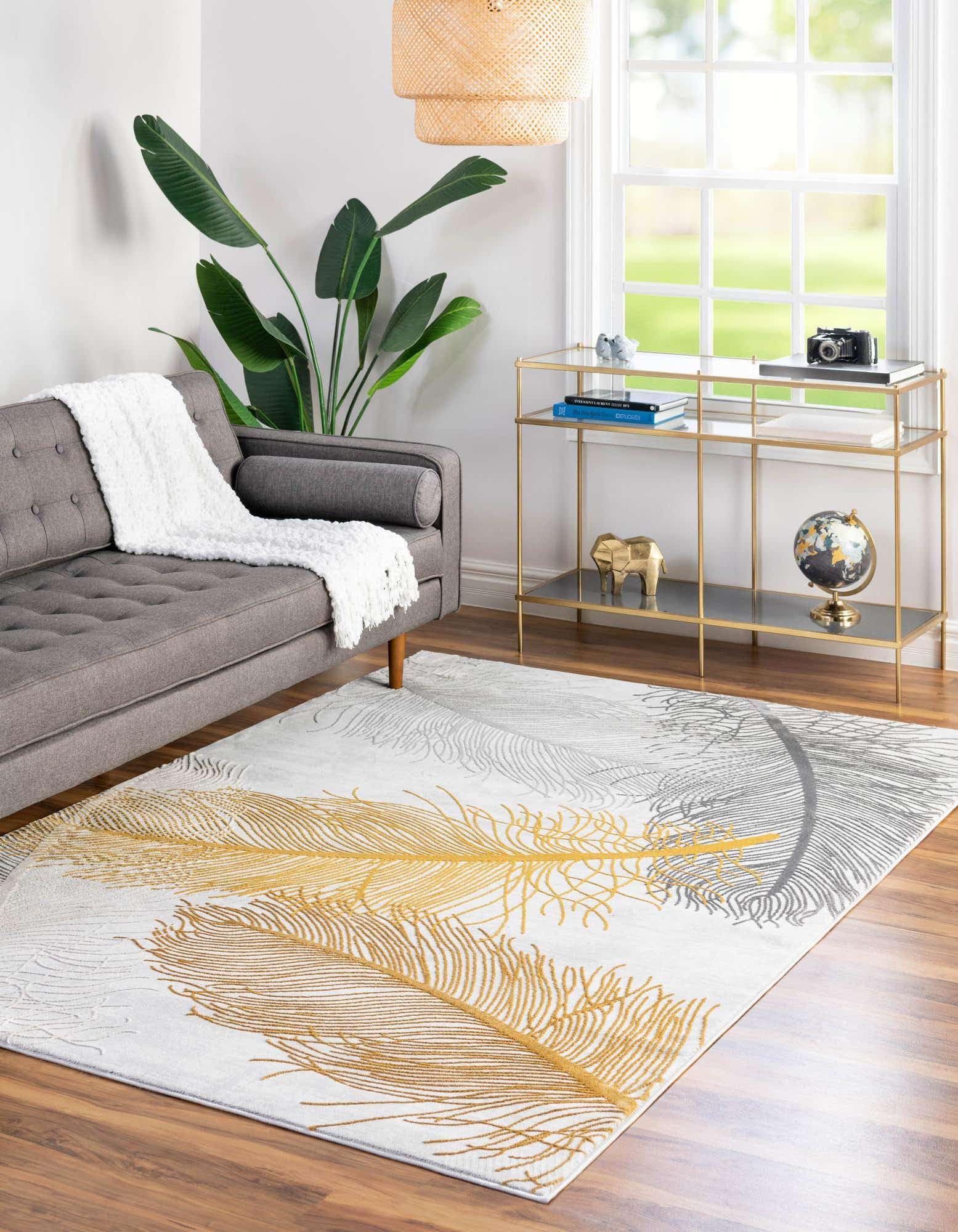 Unique Loom Finsbury Collection Area Rug - Camilla (7' 1" x 10' Rectangle, Yellow Gray/ Ivory)